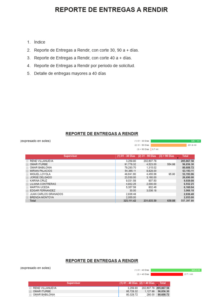 Reporte de Entregas A Rendir | PDF