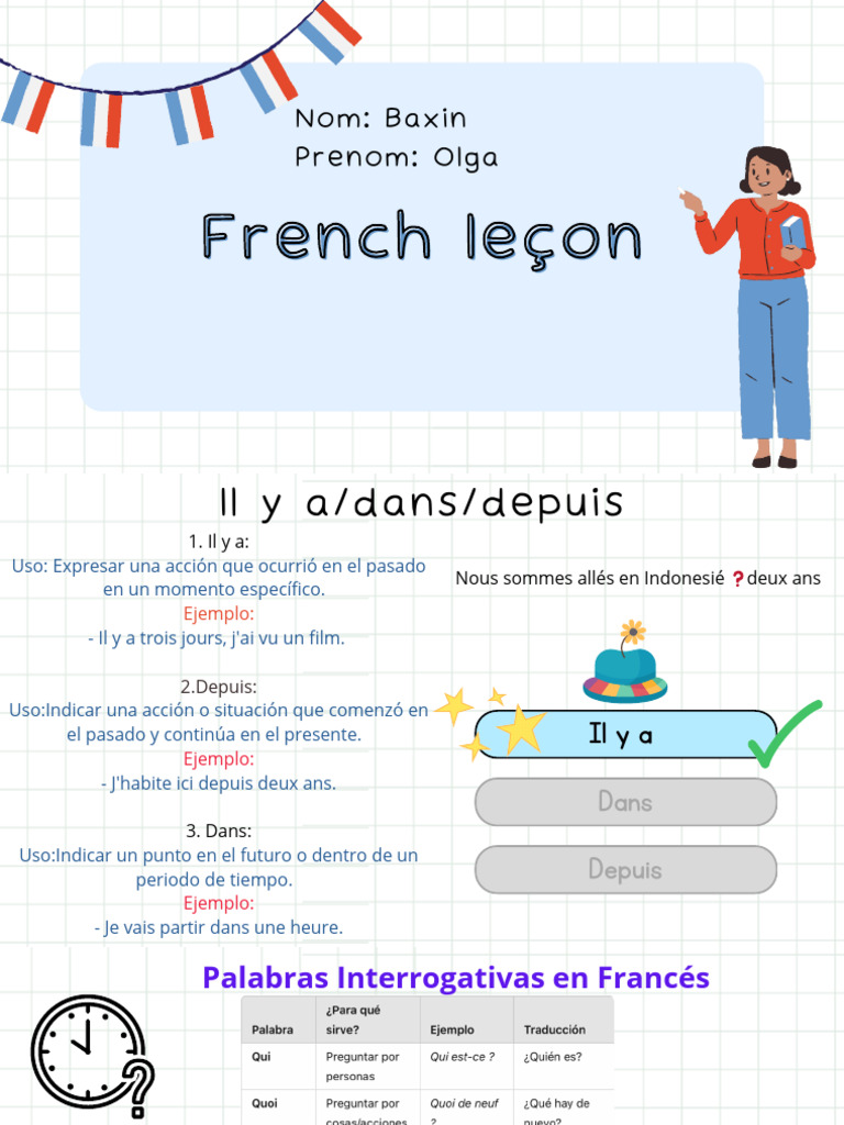 French Vocabulary Quiz Presentation in Colorful Illustrative Style PDF ...