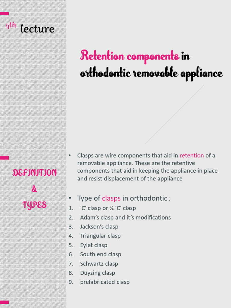 Overview of Orthodontic Clasps | PDF | Tooth | Orthodontics