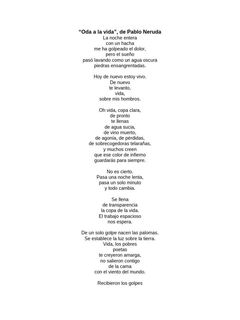 Oda A La Vida | PDF