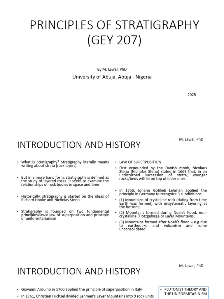 GEY 207 - Principles of Stratigraphy | PDF | Stratigraphy | Radioactive Decay