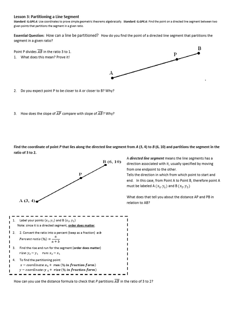 Lesson 3 Partitioning A Line Segment | PDF | Ratio | Slope