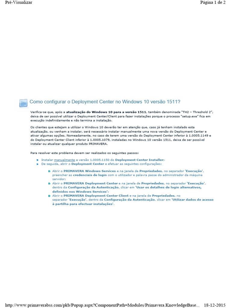 Configuração do Deployment Center no Windows 10 | PDF | Windows 10 ...