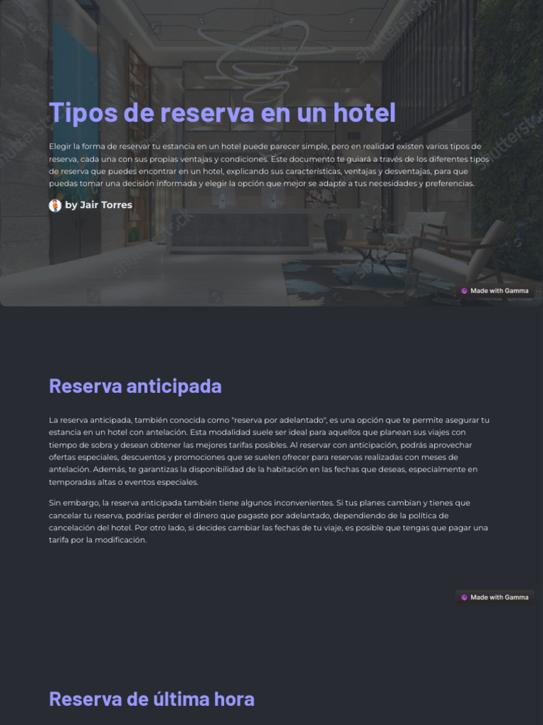 Tipos de Reserva Jair Torres | PDF | Hotel