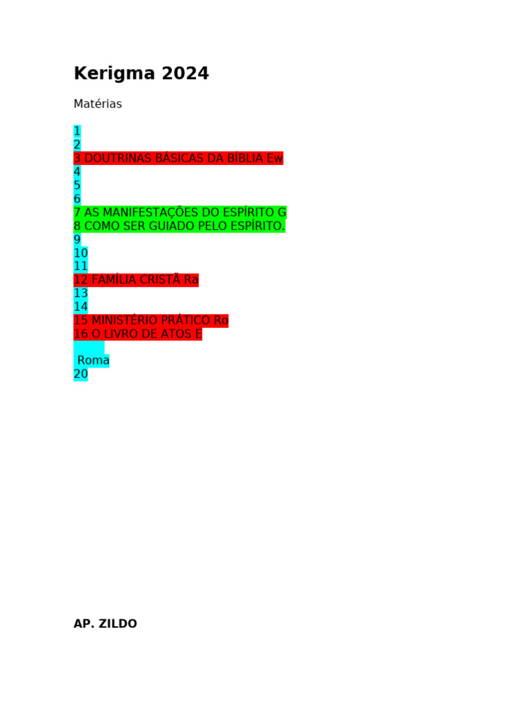 Matérias Kerigma 2025 2 | PDF