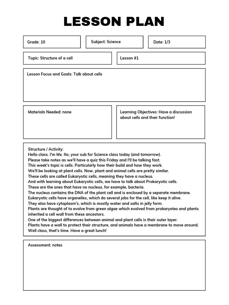 13-4 Science Lesson Plans | PDF | Cell (Biology) | Eukaryotes