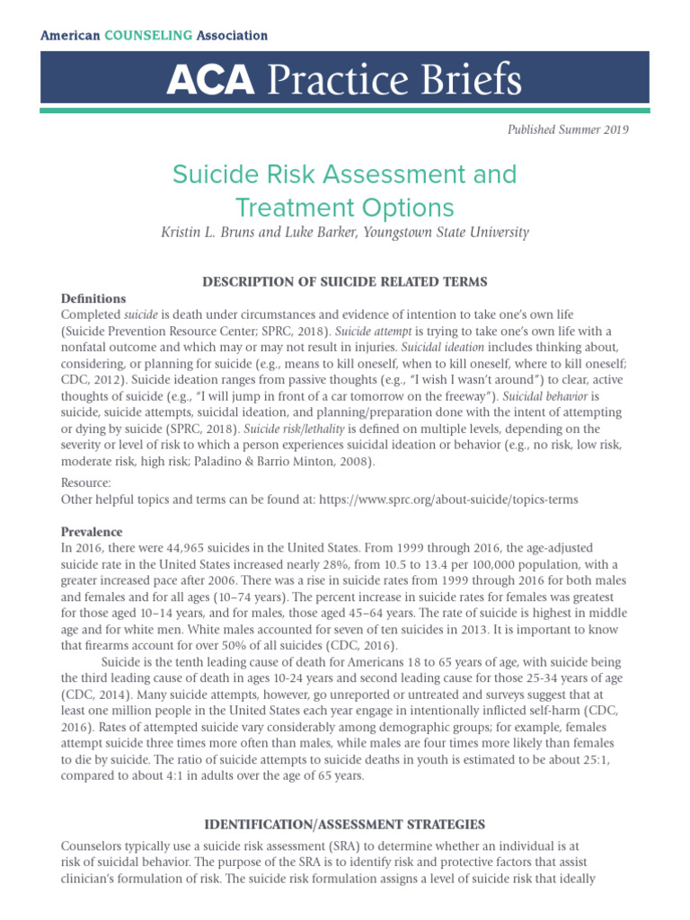 Suicide Risk Assessment Guide | PDF | Cognitive Behavioral Therapy ...
