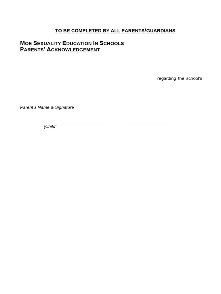SEd Parents Acknowledgement Form | PDF