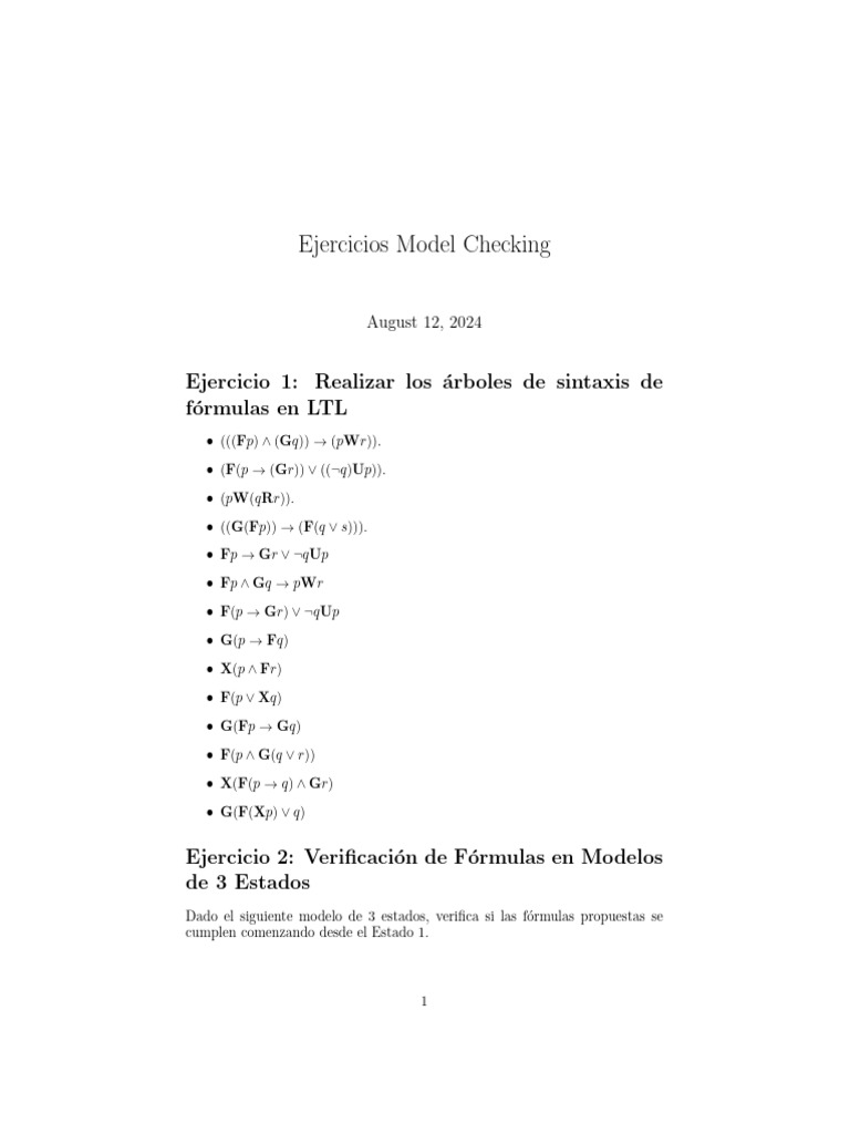 Ejercicios de Model Checking LTL | PDF