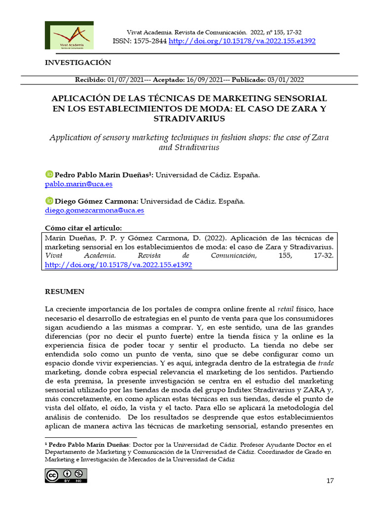 Aplicación de Las Técnicas de Marketing Sensorial en Los ...