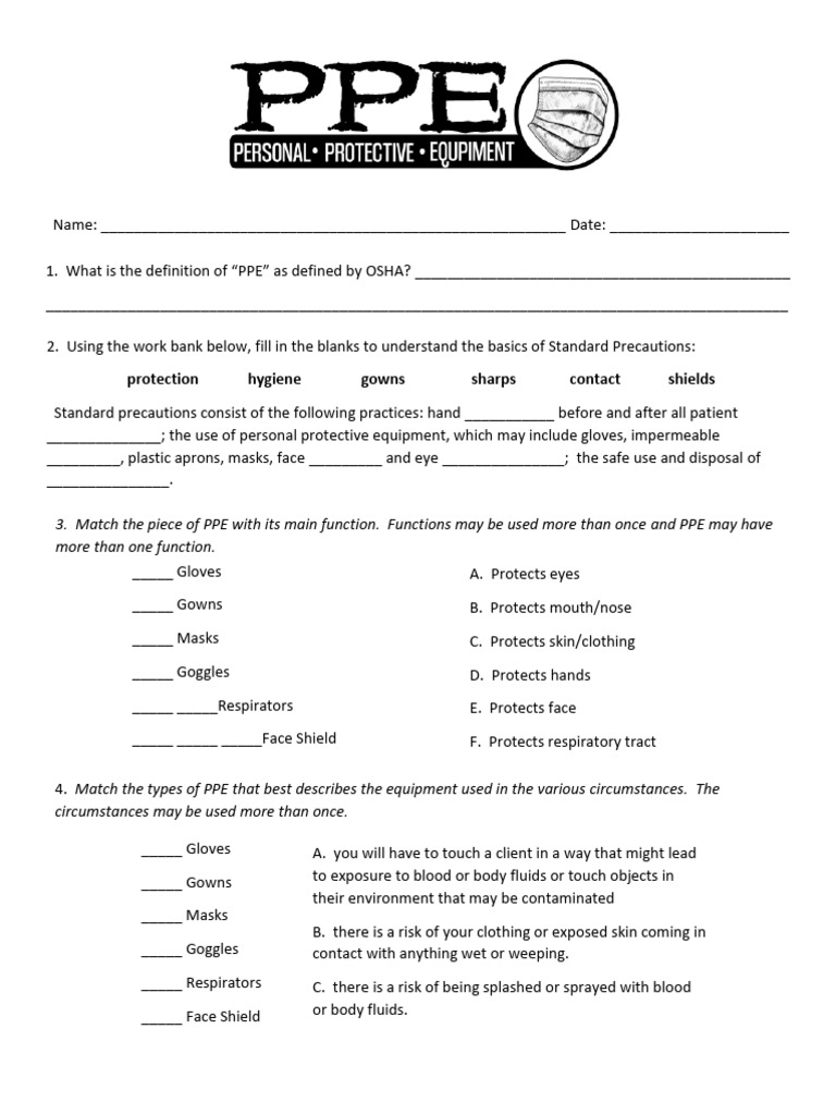 Kami Export - Lainey Campbell - Intro To PPE Worksheet FILLABLE | PDF ...