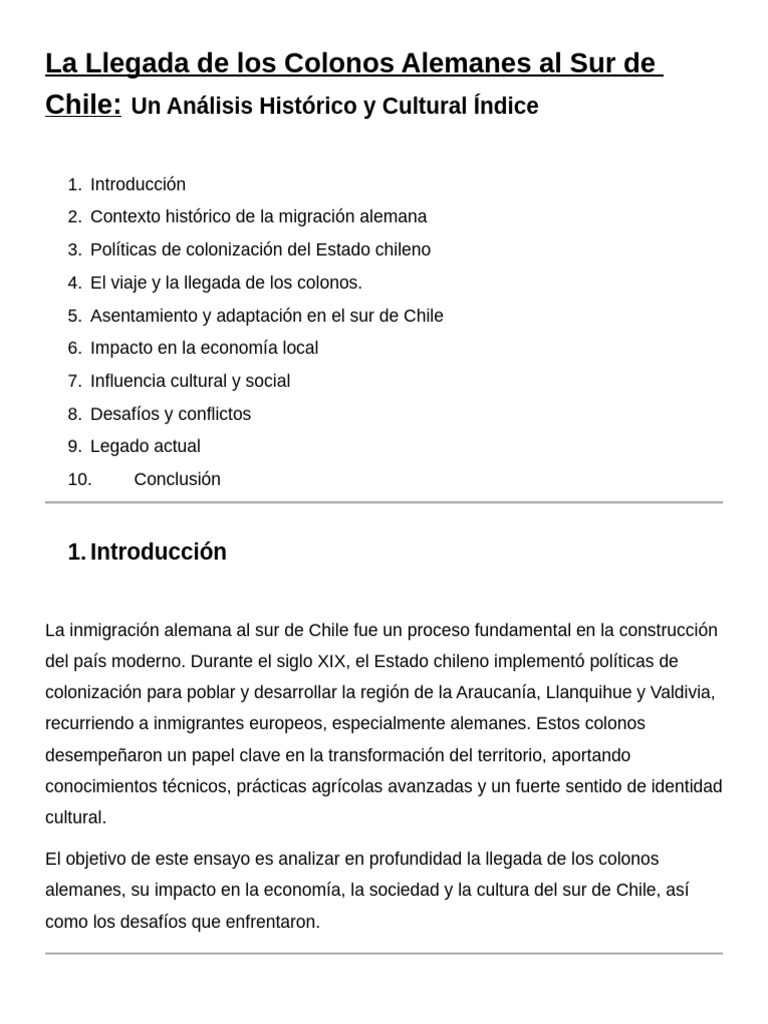 Colonos Alemanes en el Sur de Chile | PDF | Chile