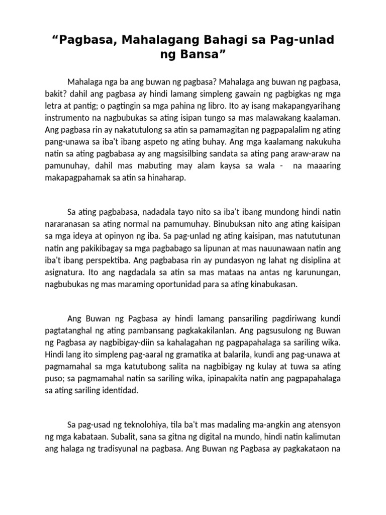 Buwan NG Pagbasa | PDF
