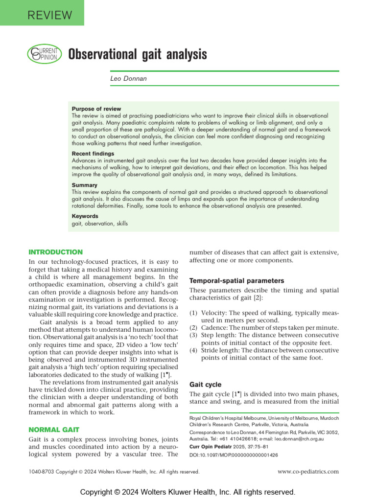 Observational Gait Analysis.14 | PDF | Foot | Anatomical Terms Of Motion