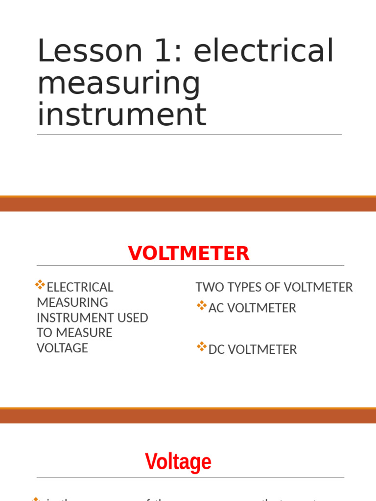 Lesson1 Electrical Instrument | PDF | Voltage | Equipment