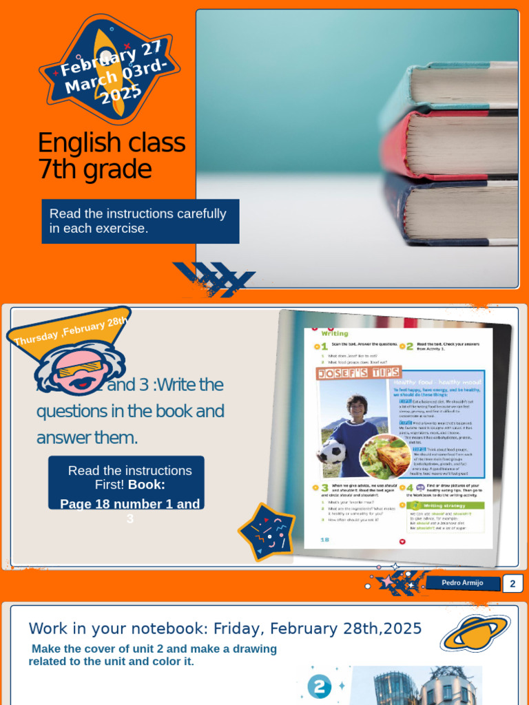 English Class Work and Assigment for Seveth Grade - Copia | PDF