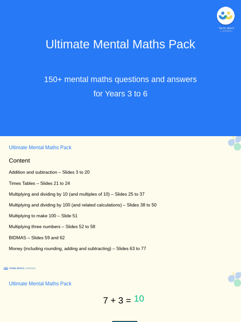 Ultimate Mental Maths Pack | PDF | Subtraction | Multiplication