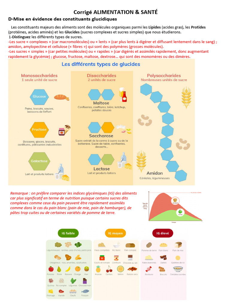 Types de glucides et leur impact santé | PDF | Glucide | Sucre