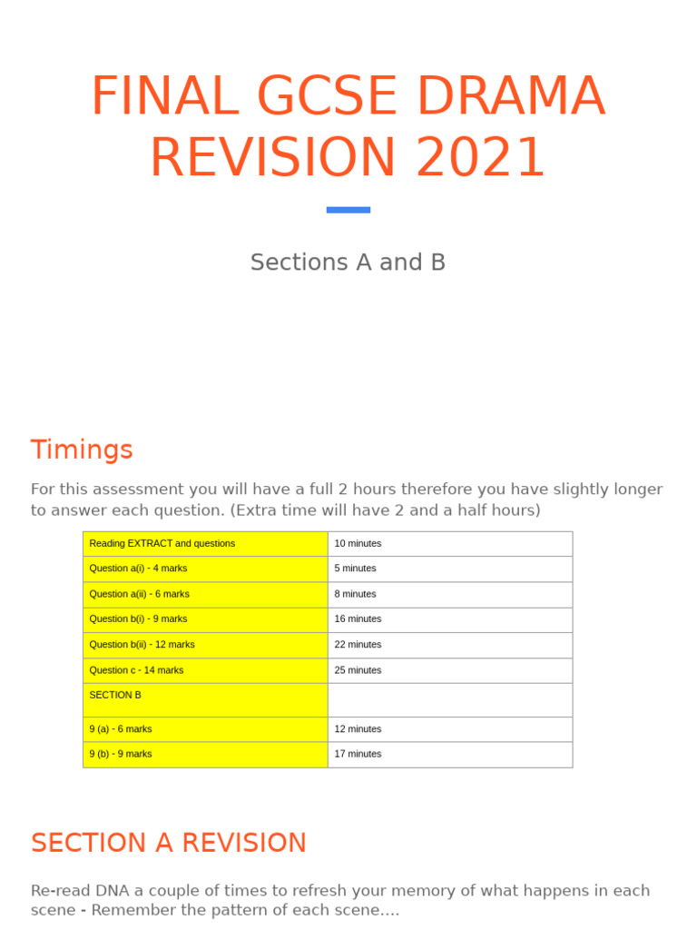 Final Gcse Drama Revision 2021 | PDF | Costume | Shadow
