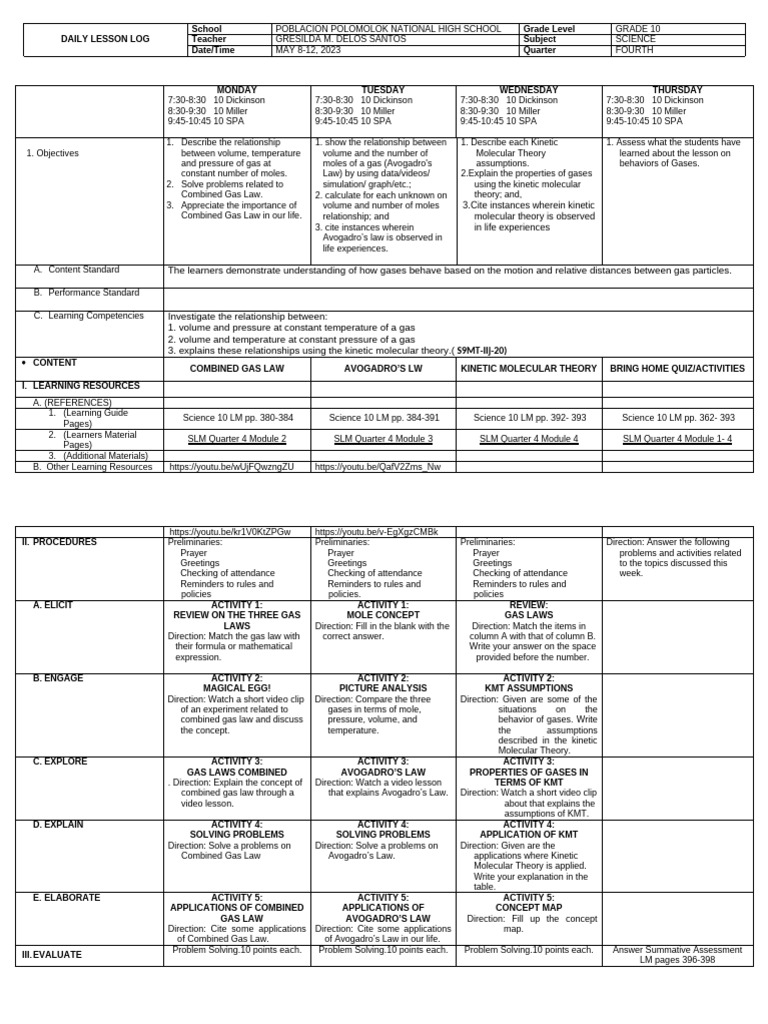 Q4W2 | PDF | Gases | Physical Chemistry