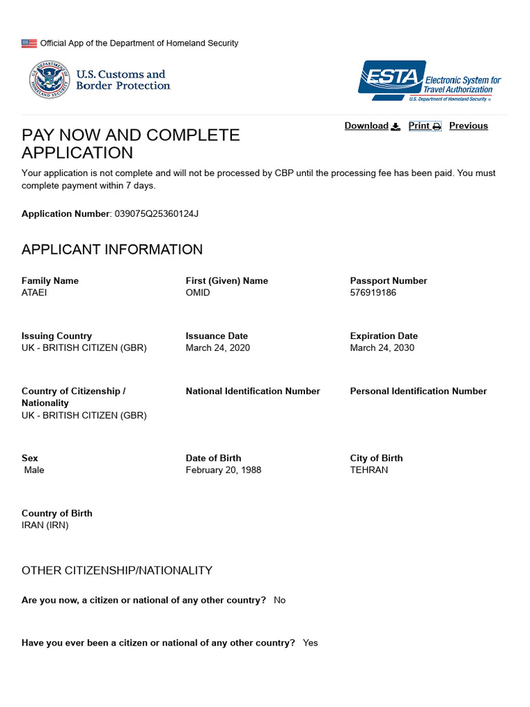 Official ESTA Application Website, U.S. Customs and Border Protection ...