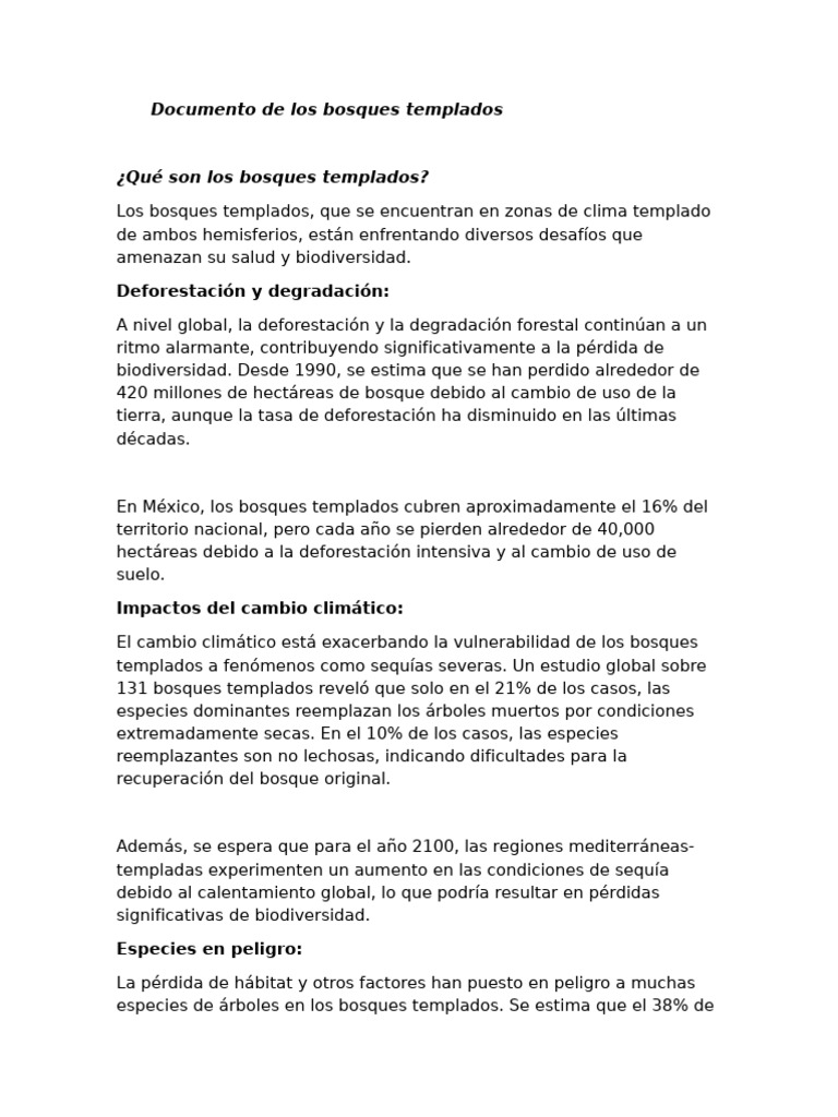Amenazas y conservación de bosques templados | PDF | Deforestación ...