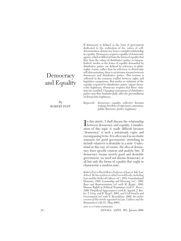 Democracy_and_Equality | PDF | Egalitarianism | Democracy