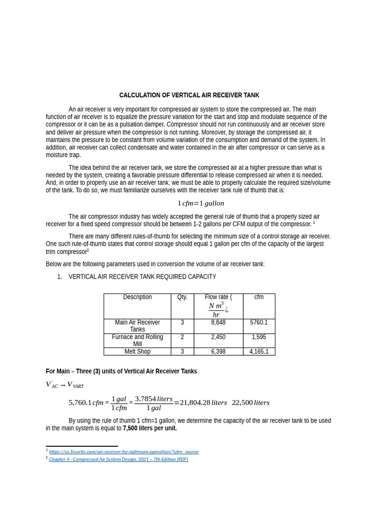 Vertical Air Receiver Tank Calculation | PDF | Corrosion | Litre