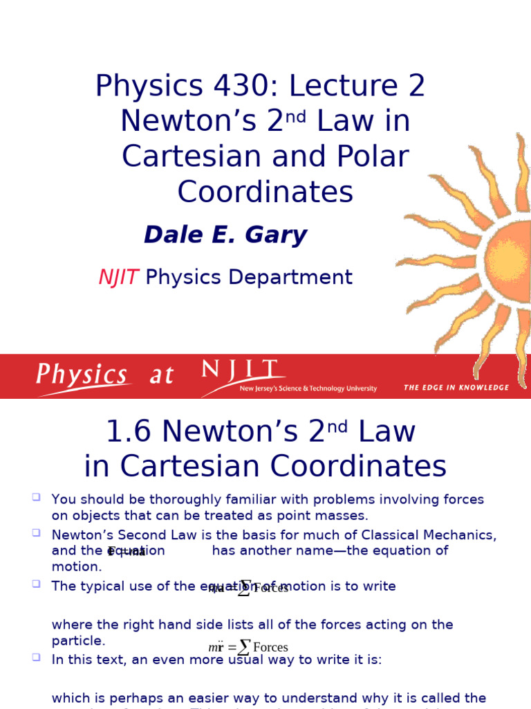 Newton's 2nd Law: Cartesian & Polar Analysis | PDF | Force | Euclidean ...