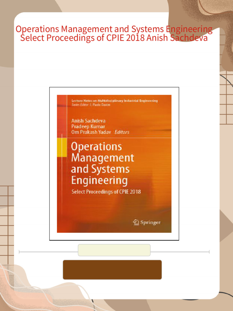 Operations Management and Systems Engineering Select Proceedings of ...
