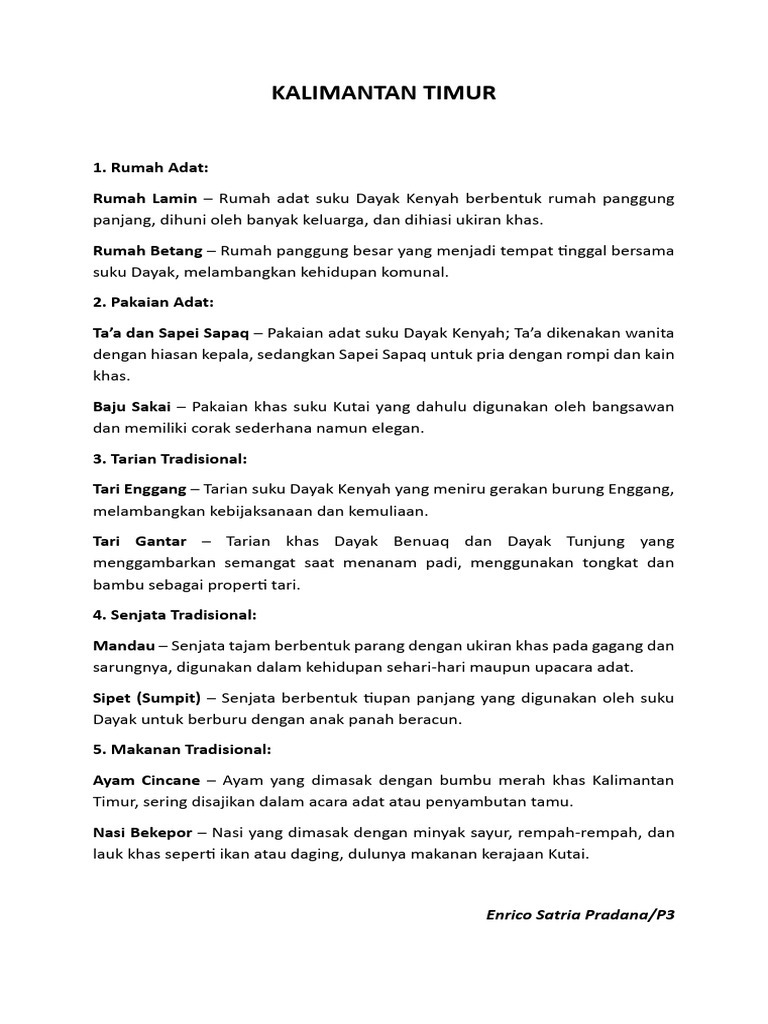 Project Kalimantan Timur Keterangan | PDF