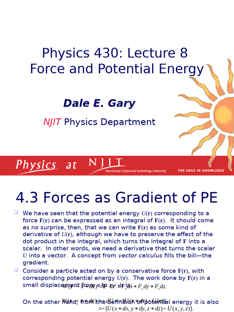 Gradient of Potential Energy in Physics | PDF | Force | Potential Energy