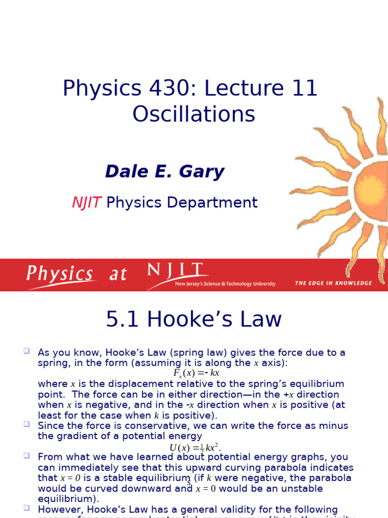 Lecture 11: Oscilations | PDF | Oscillation | Physics