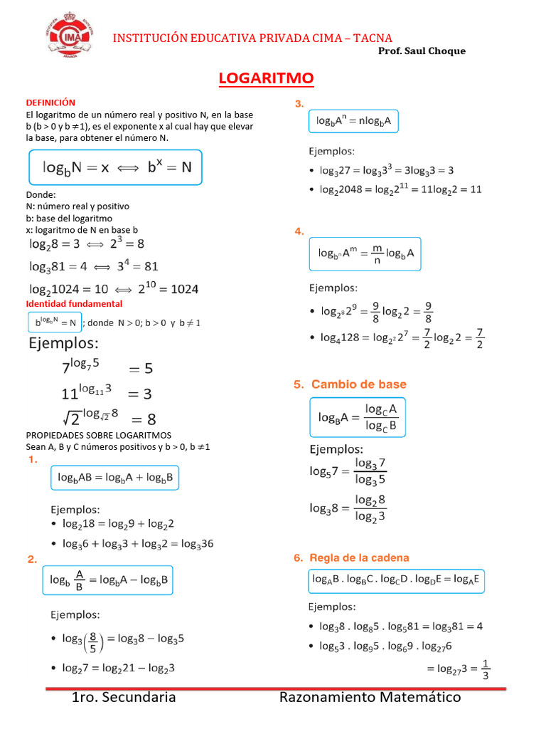 RM 1ro Logaritmo | PDF