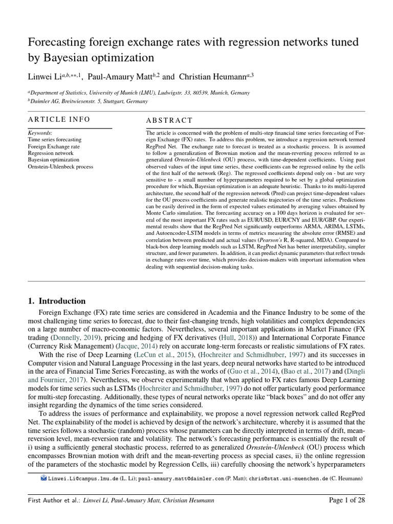Forecasting Foreign Exchange Rates With Regression Networks Tuned by ...