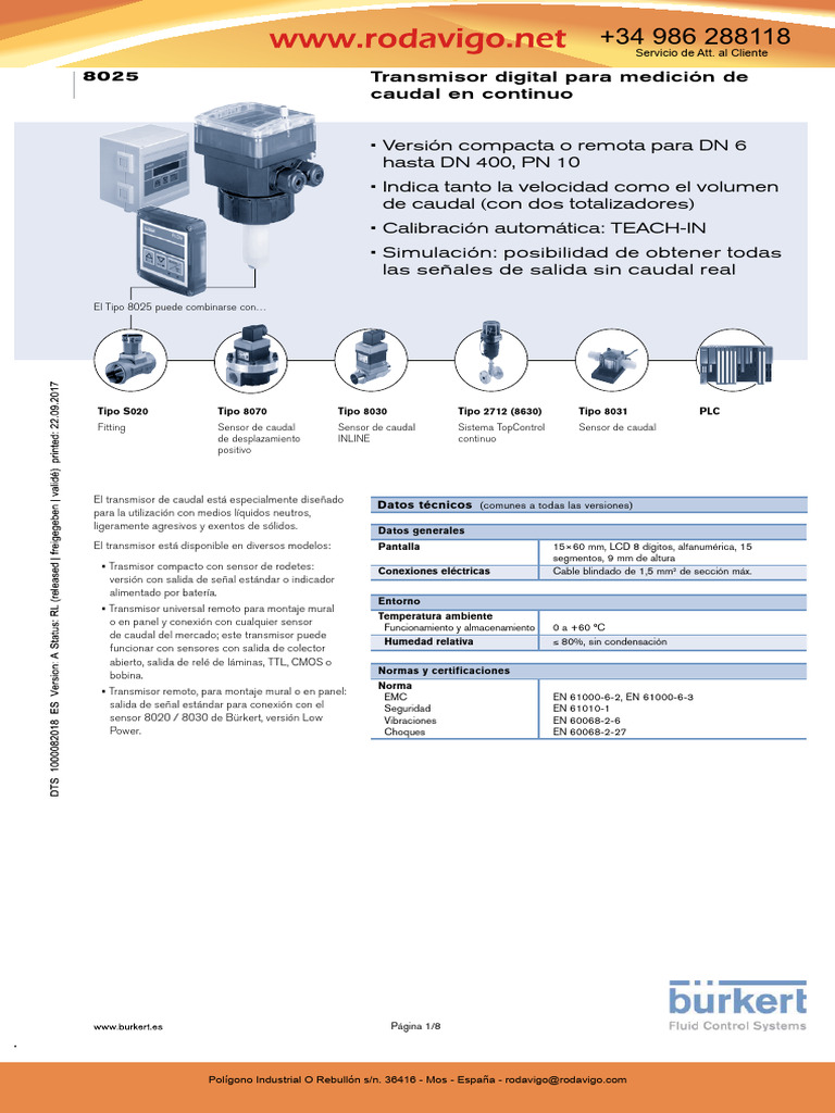 cudalimetro-8025-burkert | PDF | Relé | Corriente continua