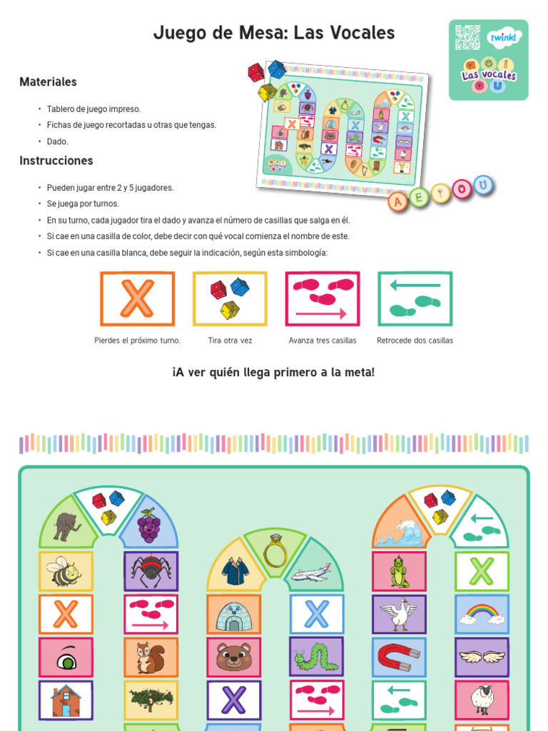 Juego de Mesa: Aprendiendo Vocales | PDF