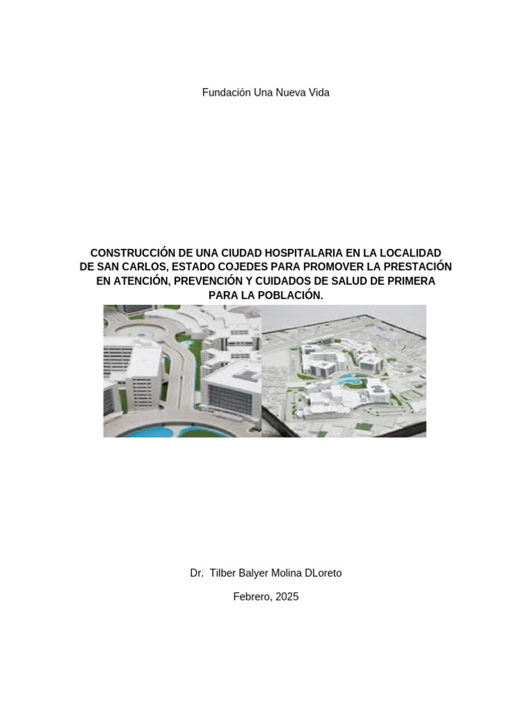 Proyecto Ciudad Hospitalaria San Carlos Del Edo Cojedes 2 | PDF | Sustentabilidad | Hospital