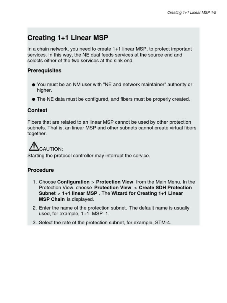 Creating 1+1 Linear MSP | PDF | Computer Networking | Areas Of Computer Science