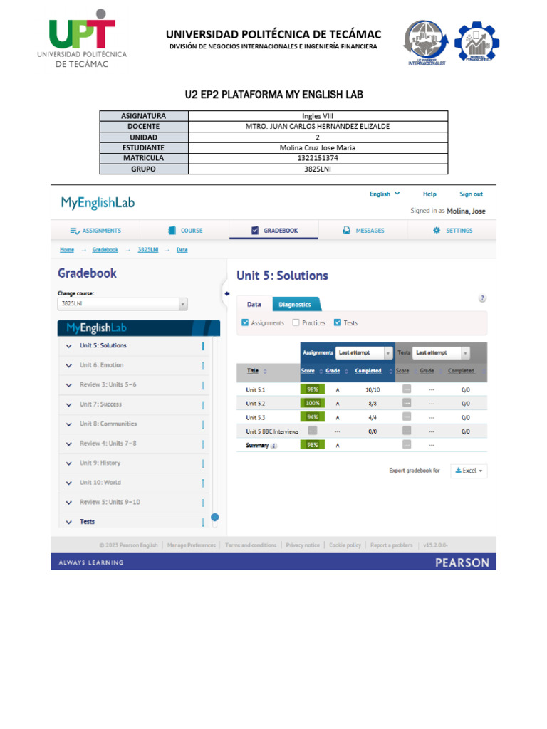 U2 Ep2 Plataforma My English Lab | PDF