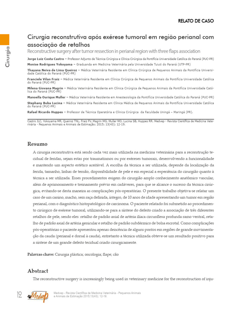 Cirurgia Reconstrutiva Perianal em Cães | PDF | Pele | Neoplasmas