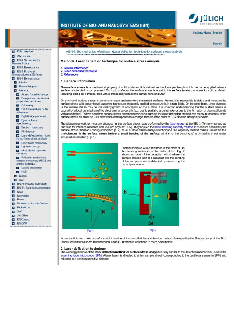 Institute of Bio-And Nanosystems (Ibn) : Methods: Laser Deflection ...