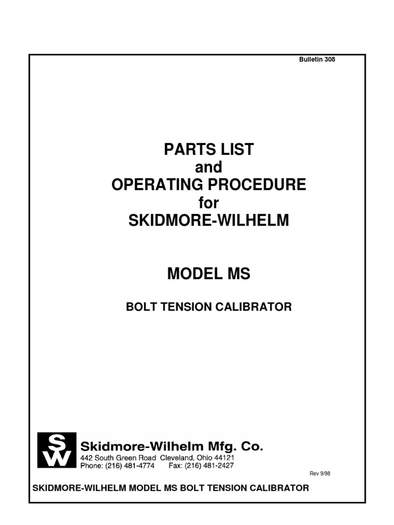 Skidmore Instructions Model MS Manuals | PDF | Nut (Hardware) | Screw