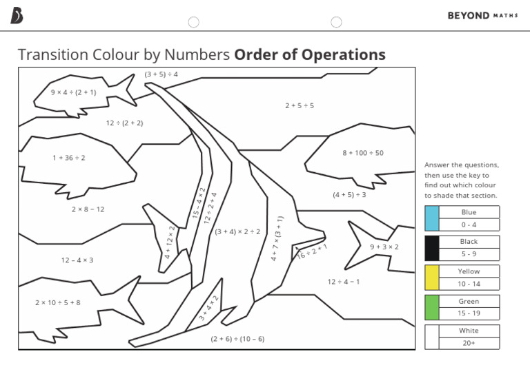 Transition Colour by Numbers Order of Operations | PDF