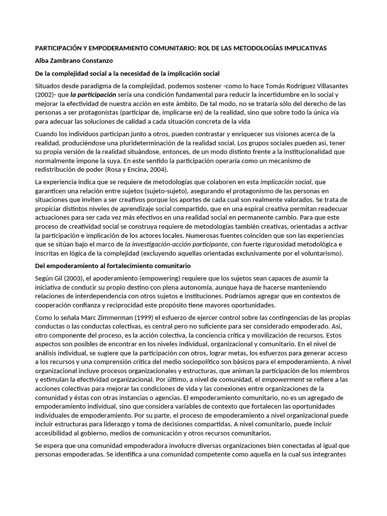 Zambrano U.6 | PDF | Empoderamiento | Comunidad