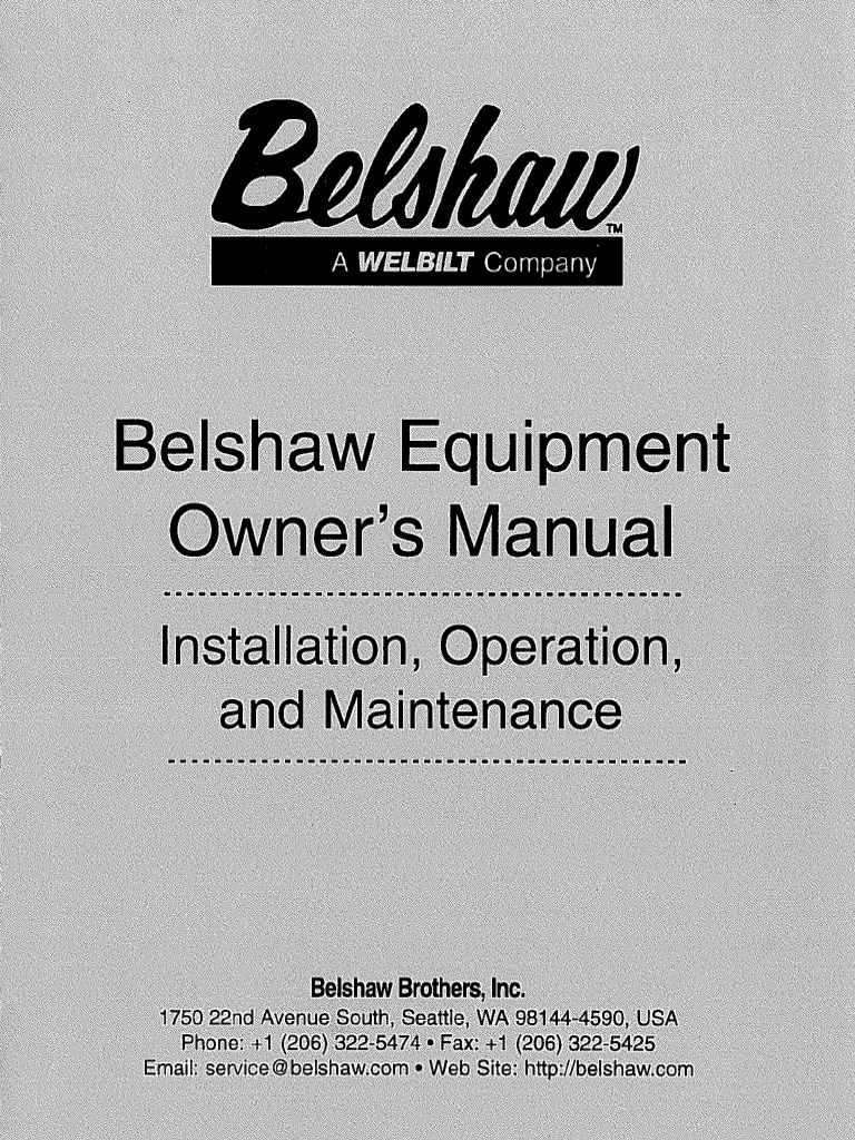 Belshaw Equipment Owner's Manual | PDF
