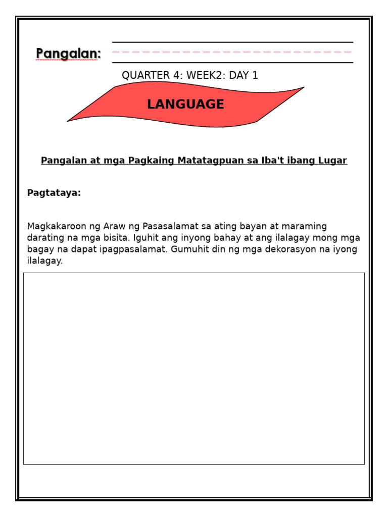 Worksheet Language q4 Week2 | PDF