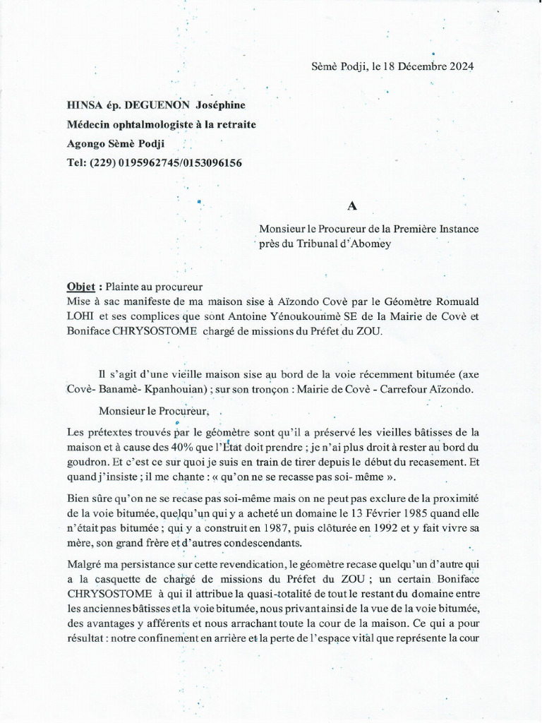 Plainte Au Procureur | PDF