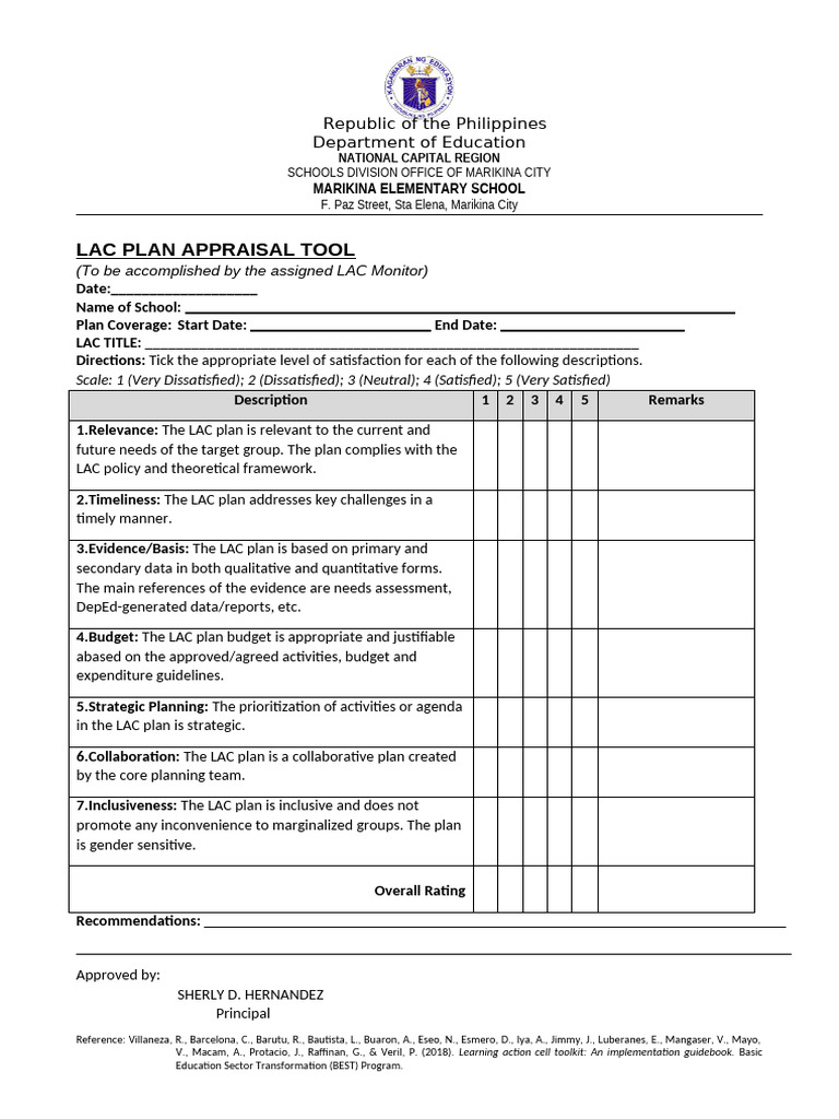 LAC-Plan-Appraisal-Tool - For LAC MONITOR | PDF