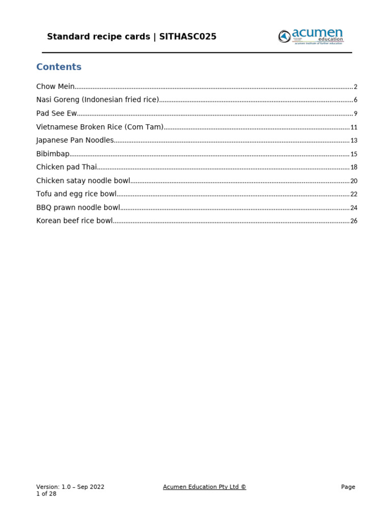 Standard Asian Recipe Cards Guide | PDF | Stir Frying | Sauce